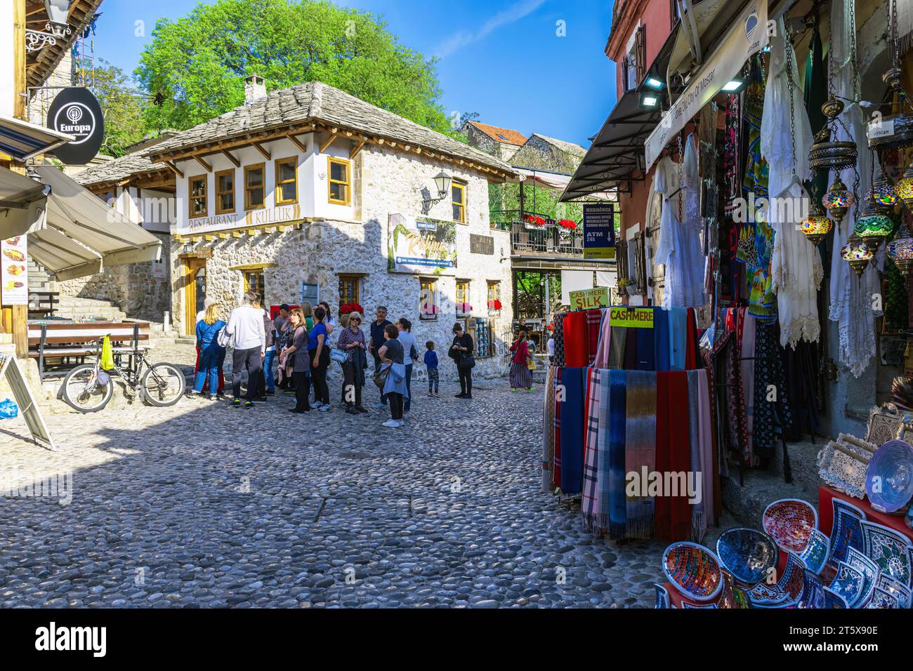 Mostar, Bosnia and Herzegovina: Inside the old town of Mostar. Shopping ...
