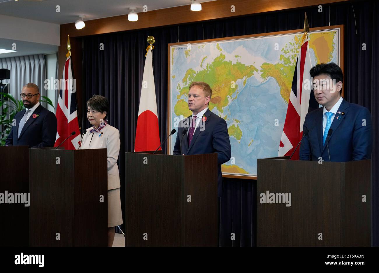 Tokyo, Japan. 7th Nov, 2023. (L-R) British Foreign Secretary James ...