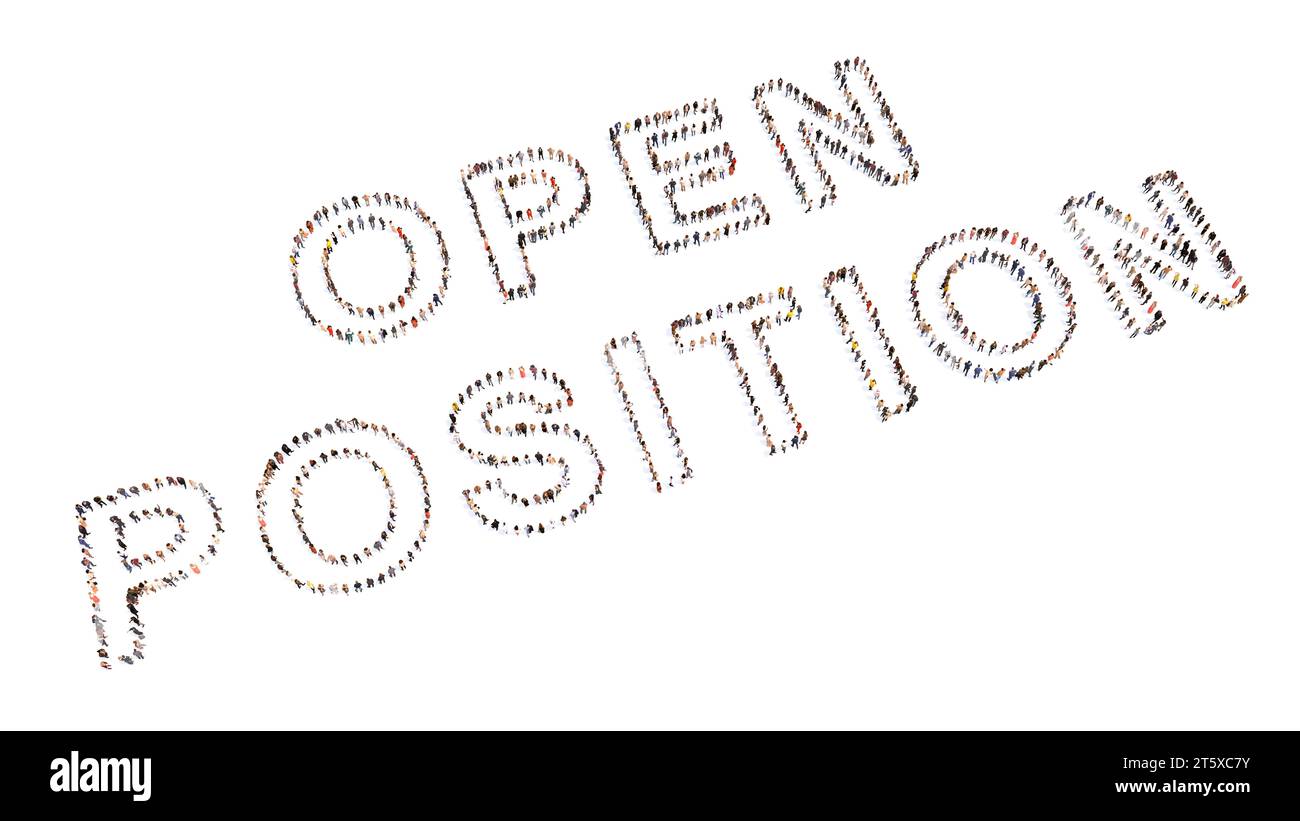Conceptual large community of people forming the OPEN POSITION message ...