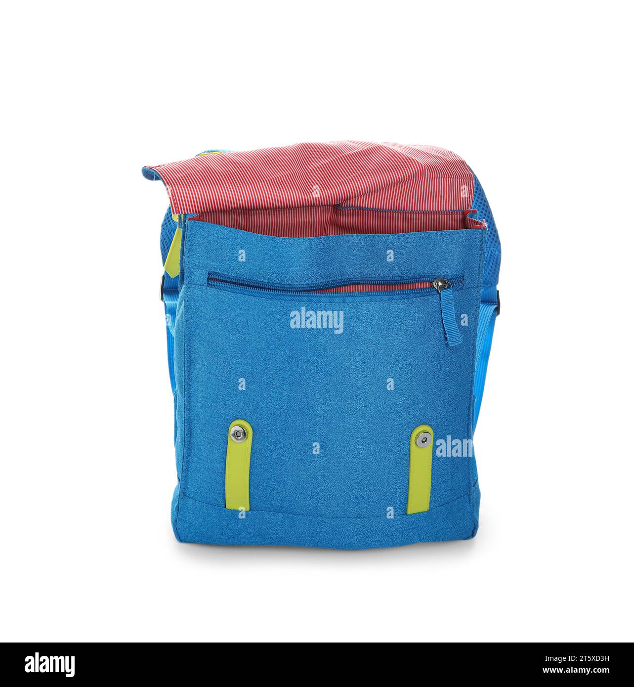 Stylish blue school backpack on white background Stock Photo - Alamy