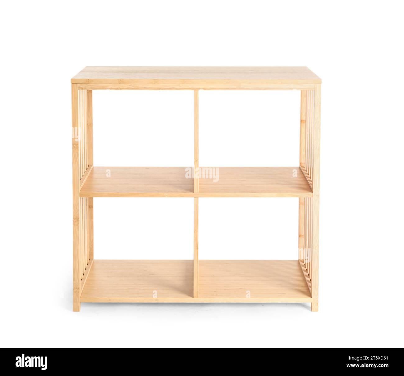 Wooden shelving unit isolated on white background Stock Photo - Alamy