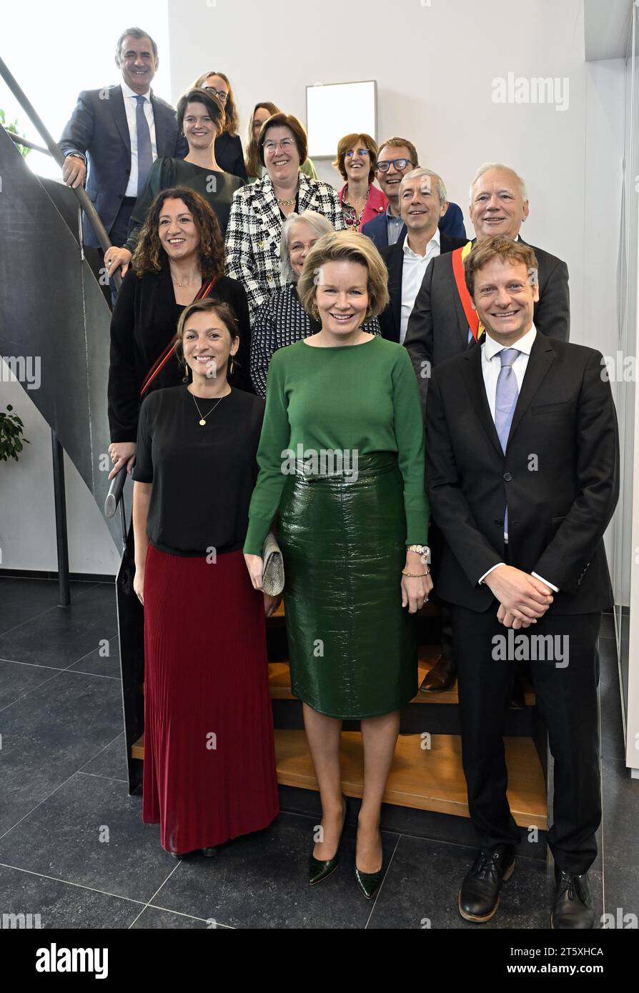 Louvain La Neuve, Belgium. 07th Nov, 2023. Queen Mathilde of Belgium (C ...