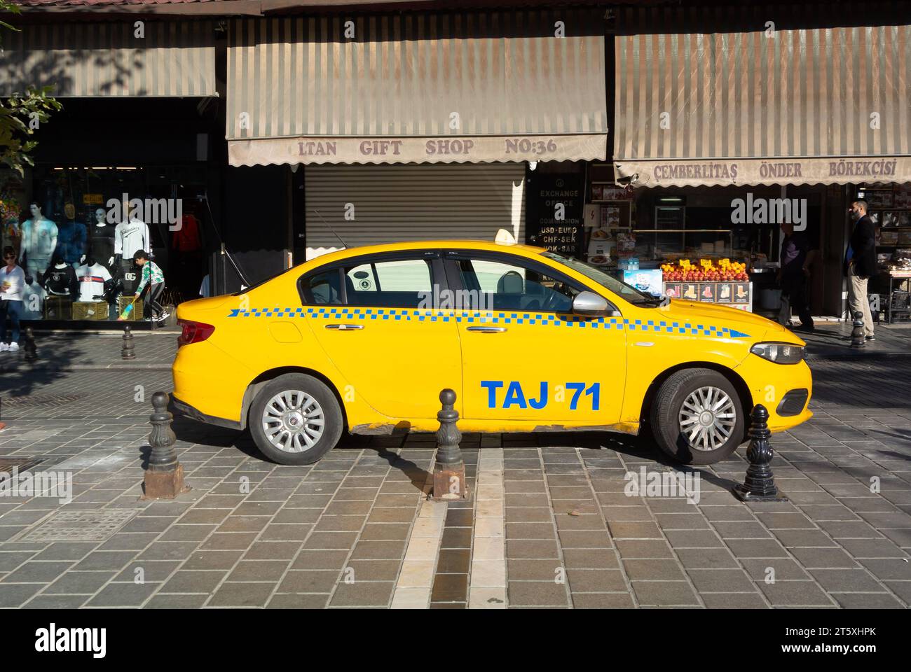 Istanbul, Turkey, Yellow taxi in the street of Istanbul , Editorial ...