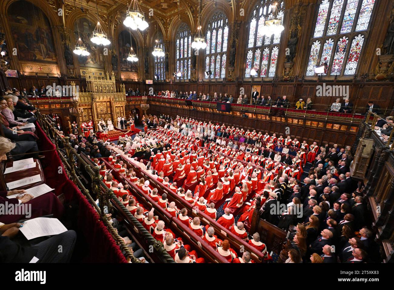 Britain's King Charles III and Queen Camilla, center left, attend the ...