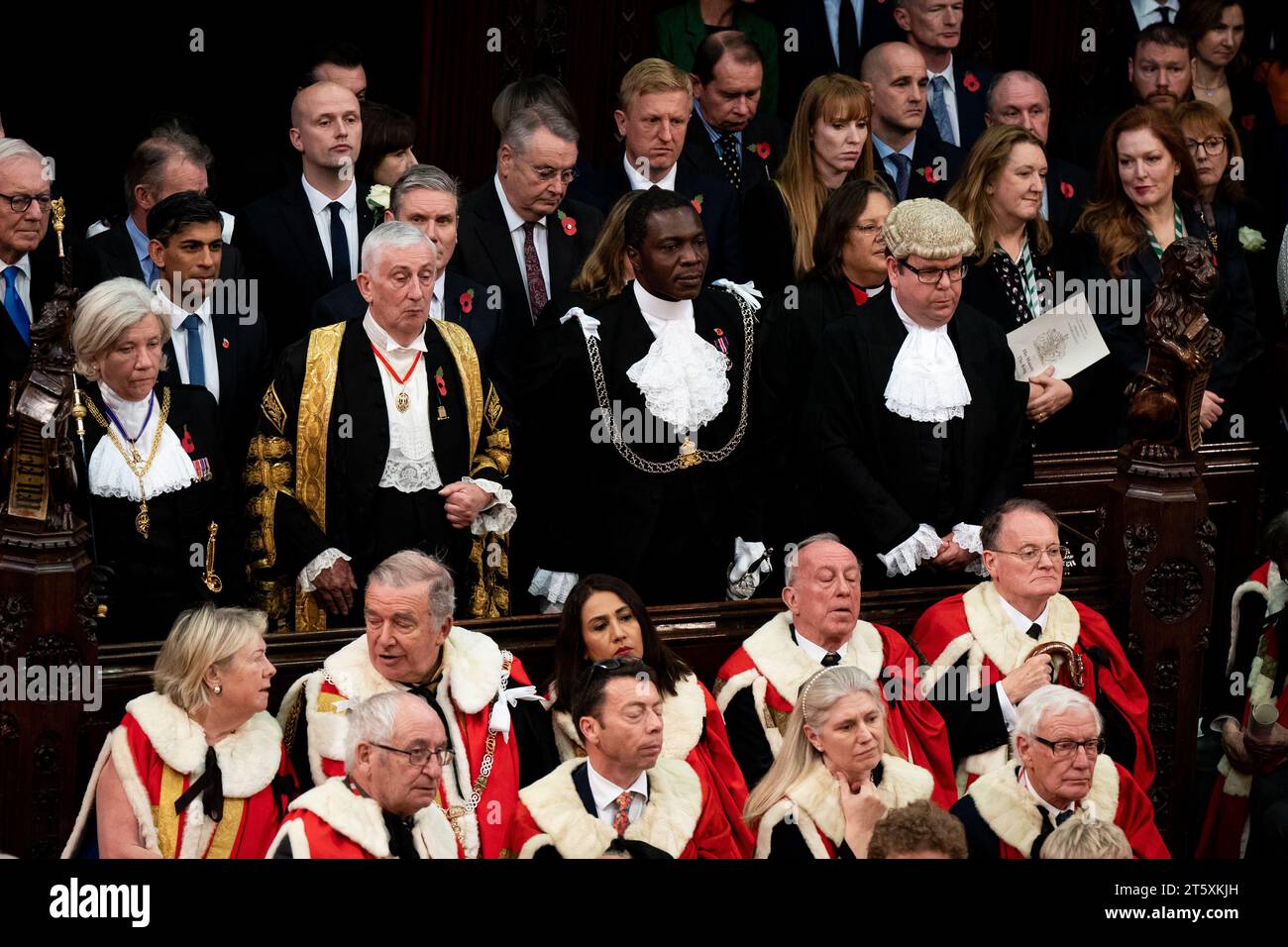 (front left) Black Rod Sarah Clarke and Speaker of The House of Commons ...