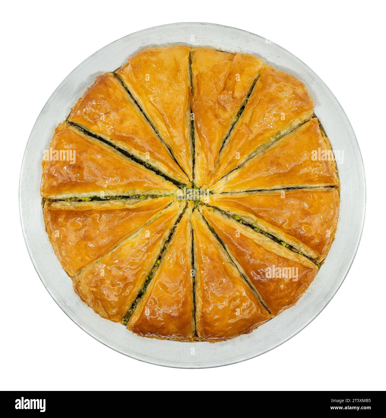 Traditional delicious Turkish Pistachio Baklava dessert slices isolated ...