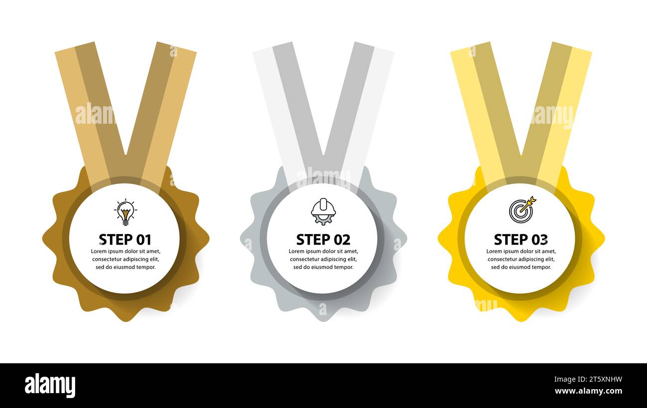 Infographic template with icons and 3 options or steps. Medal. Can be ...