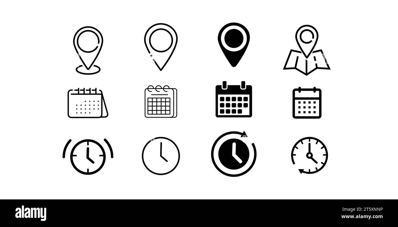 Date, Time, Address or Place Icons Symbol Stock Vector Image & Art - Alamy