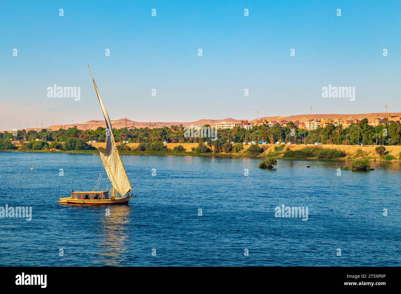 Traditional felucca boat on the Nile River. Magnificent views of the ...