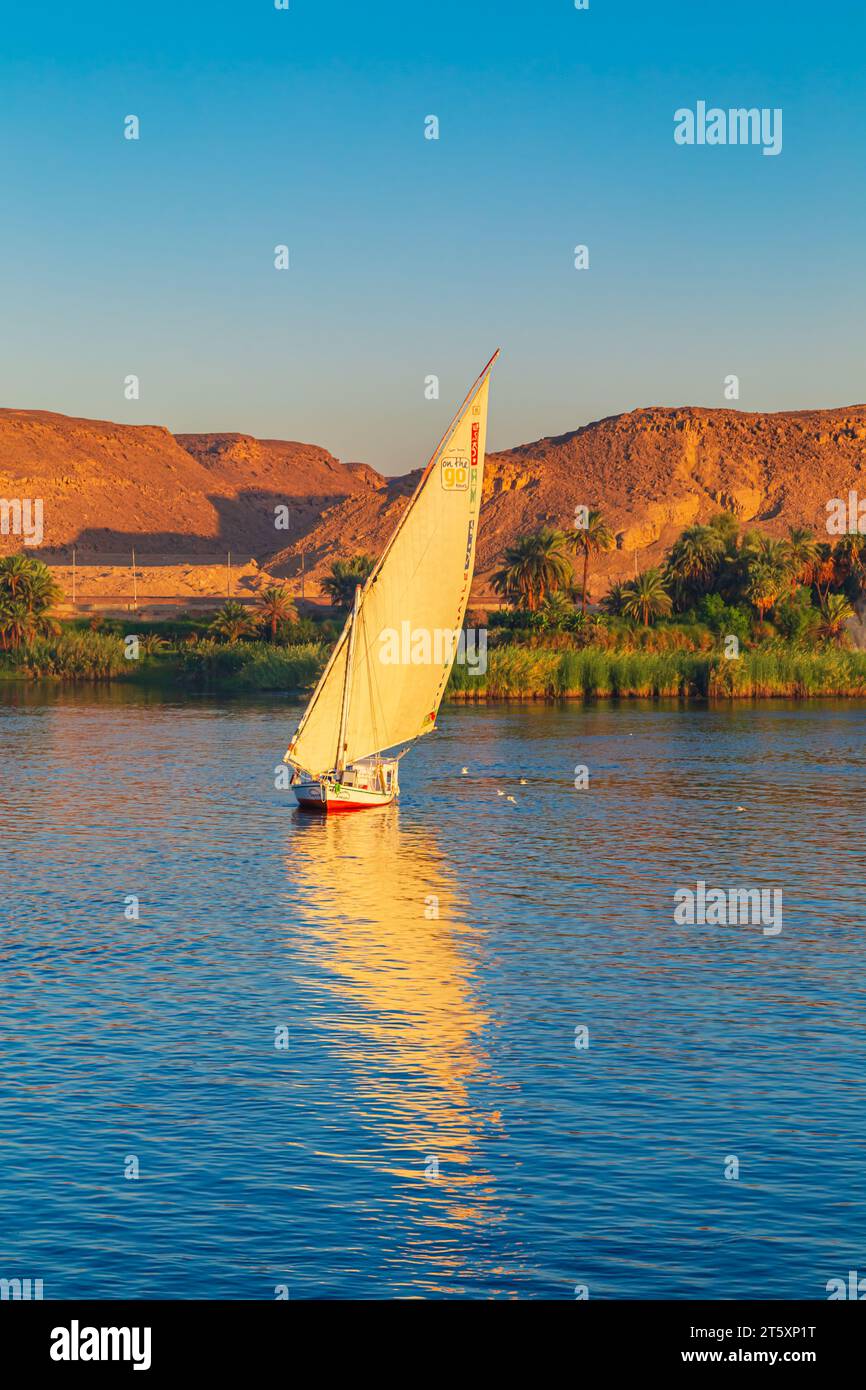 Traditional felucca boat on the Nile River. Magnificent views of the ...