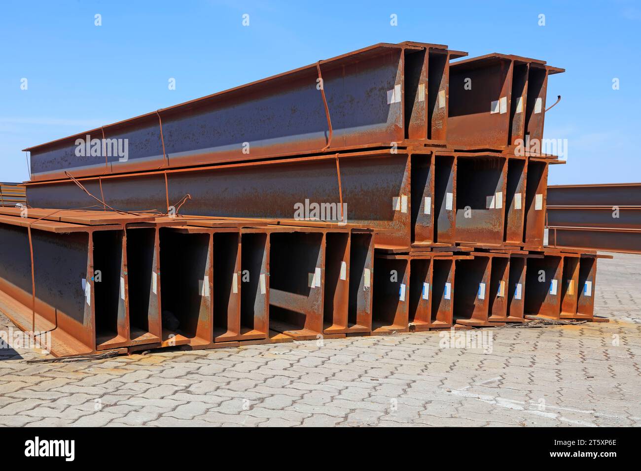 H shape steel pile in freight terminal Stock Photo - Alamy