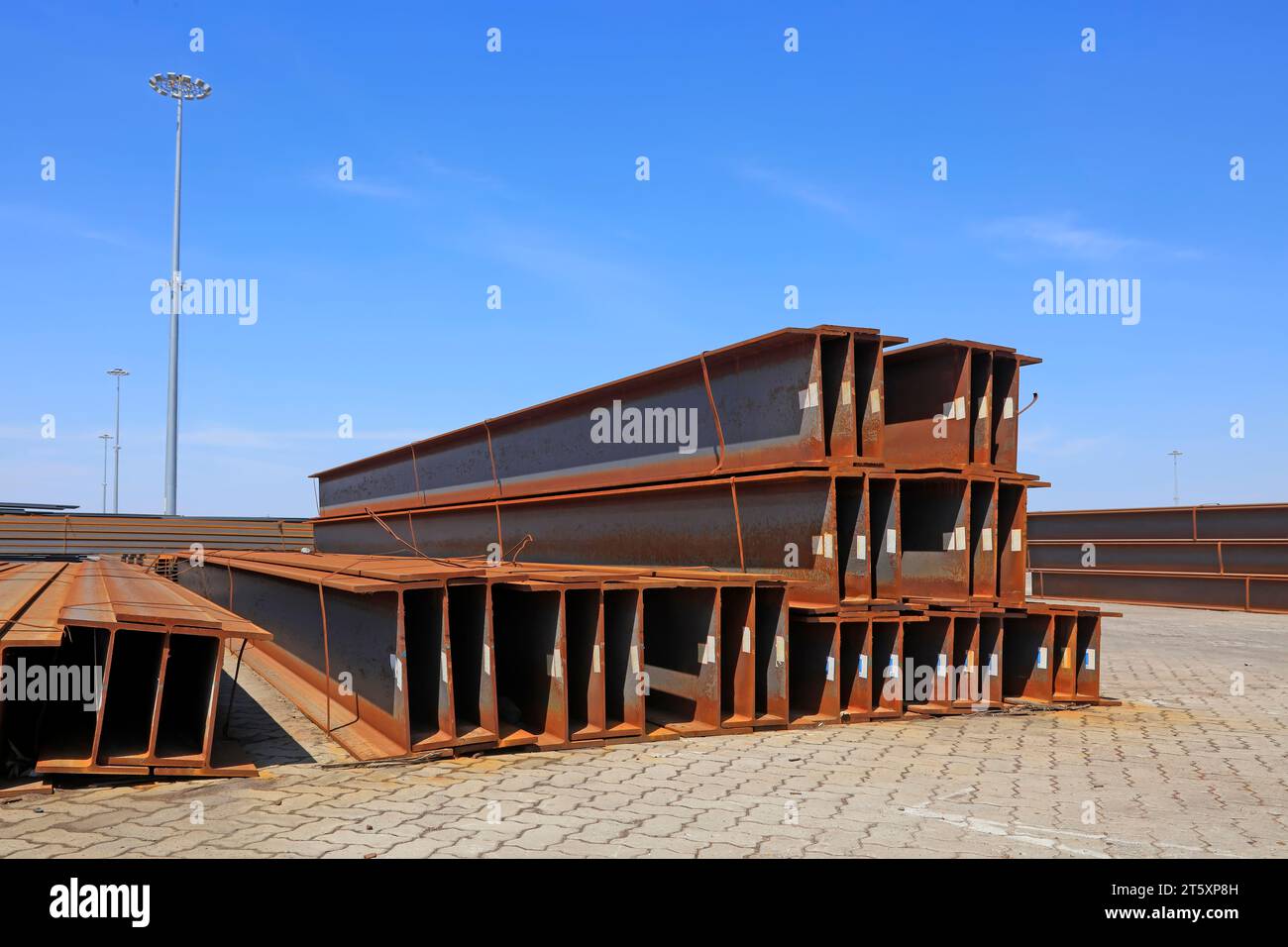 H shape steel pile in freight terminal Stock Photo - Alamy
