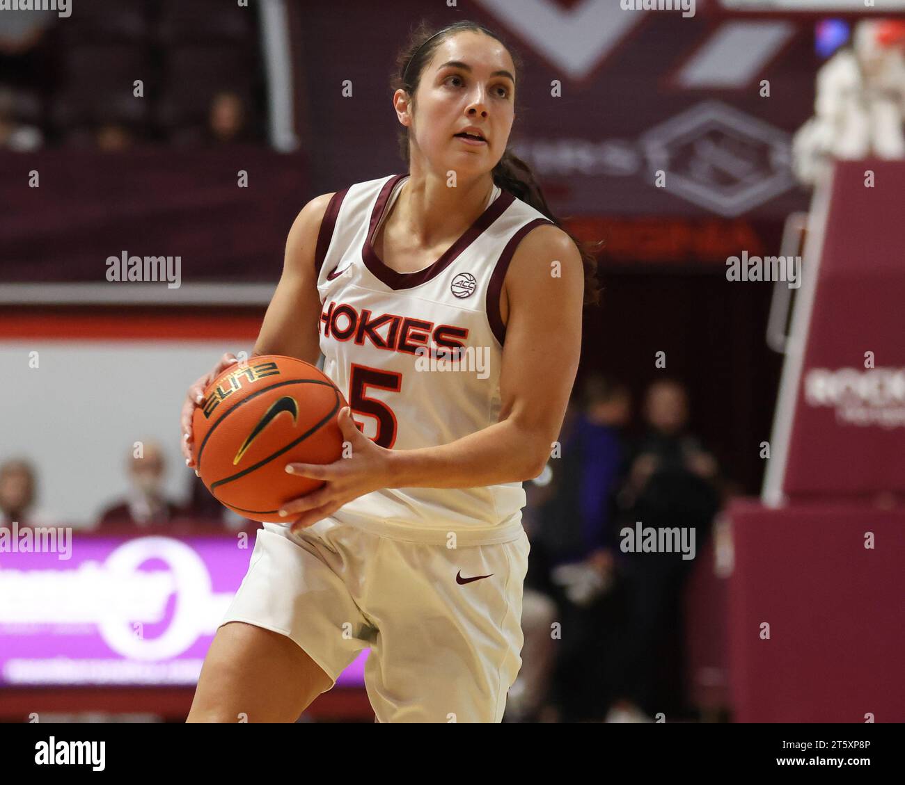 November 6, 2023: Virginia Tech Hokies guard Georgia Amoore (5) pulls ...