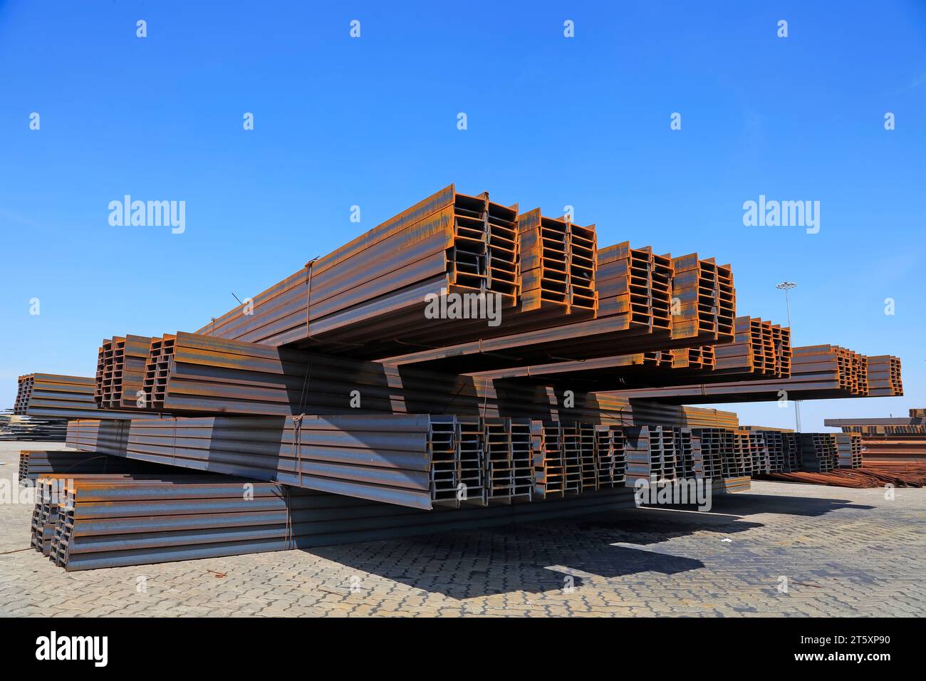 H shape steel pile in freight terminal Stock Photo - Alamy