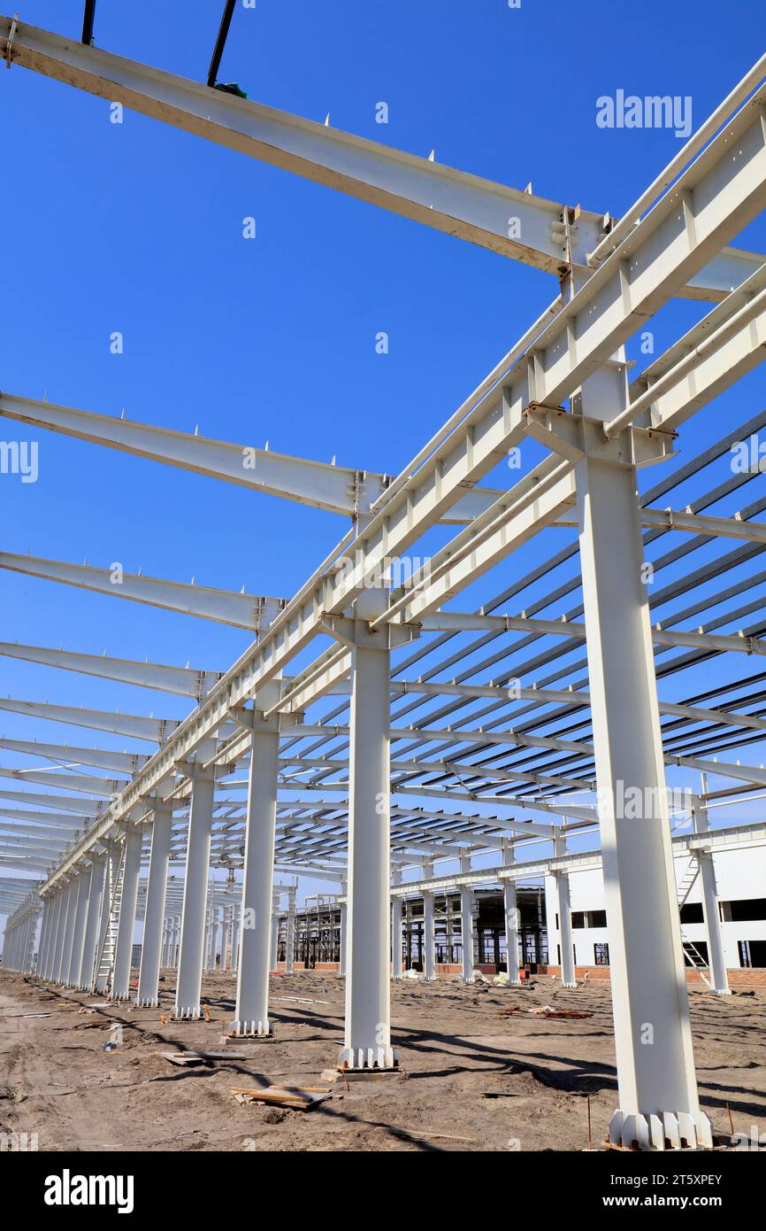 steel girder truss under blue sky, closeup of photo Stock Photo - Alamy