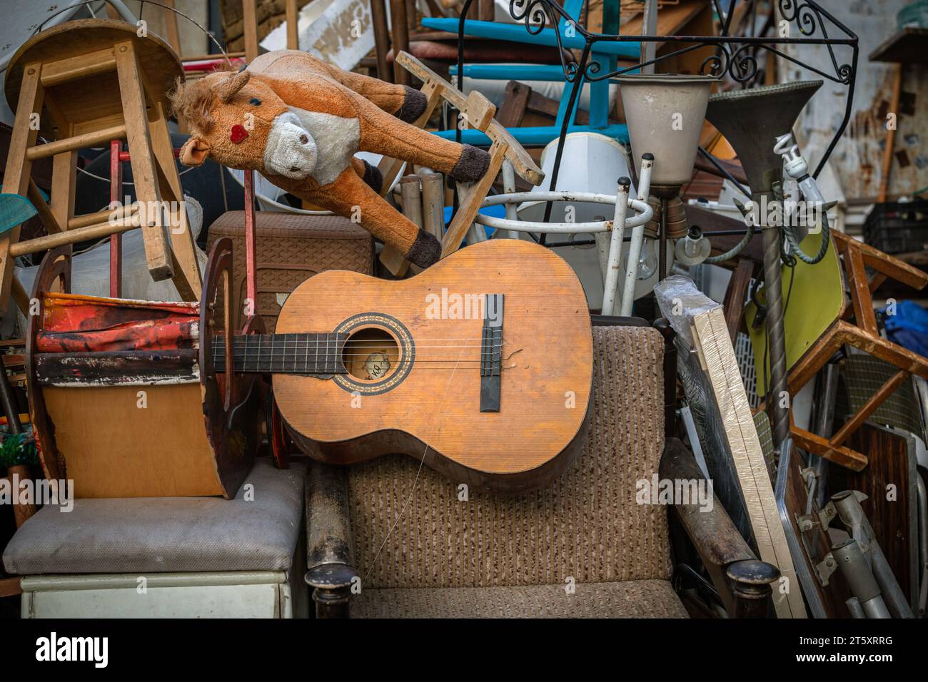 Old vintage objects and antiques for sale at the flea market - Some ...