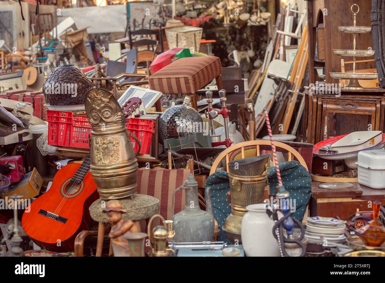 Old vintage objects and antiques for sale at the flea market - Some ...