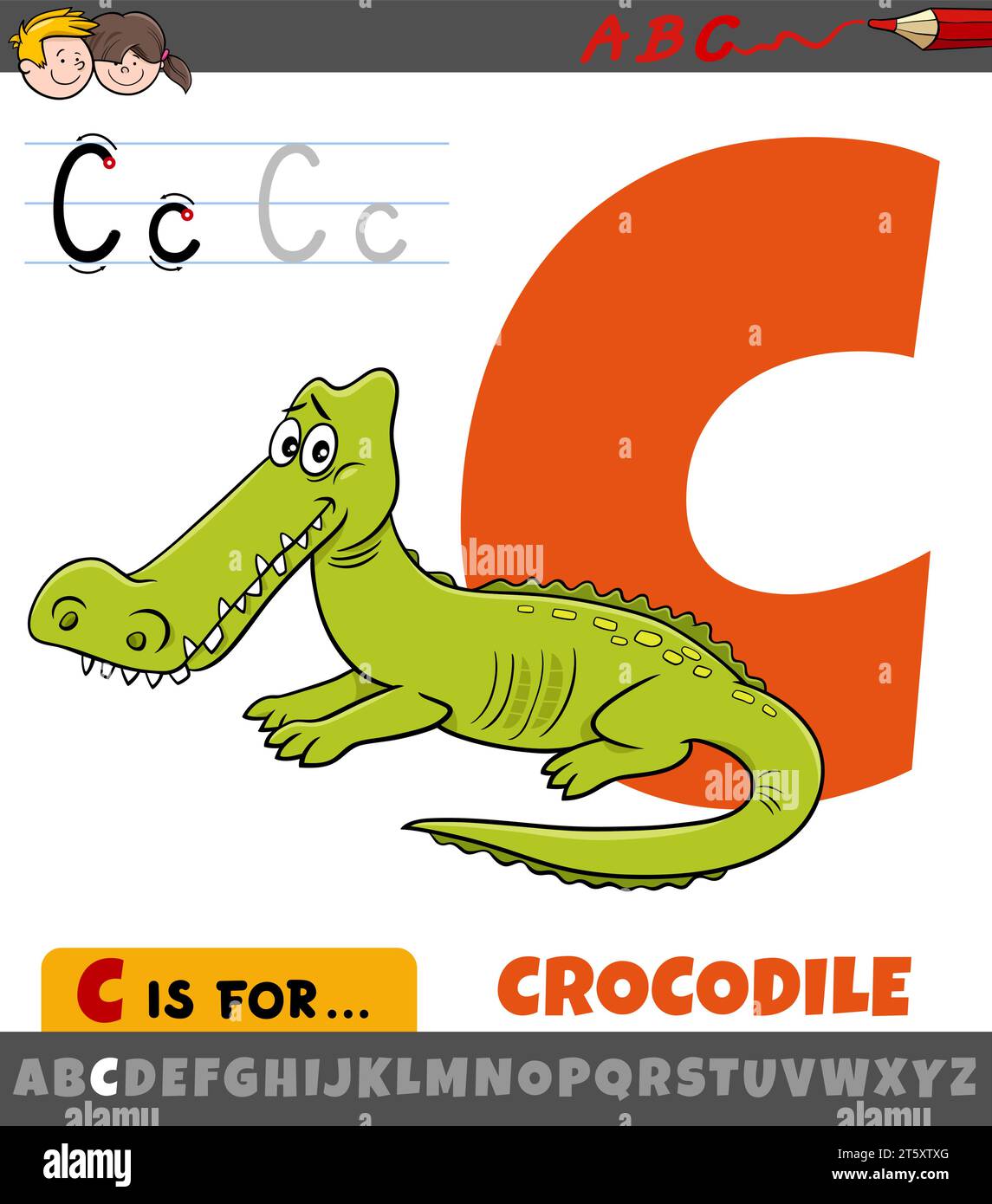 Educational cartoon illustration of letter C from alphabet with ...