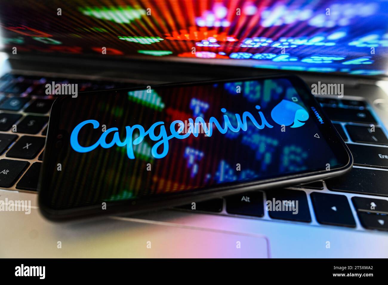 In this photo illustration, a Capgemini logo is displayed on a ...
