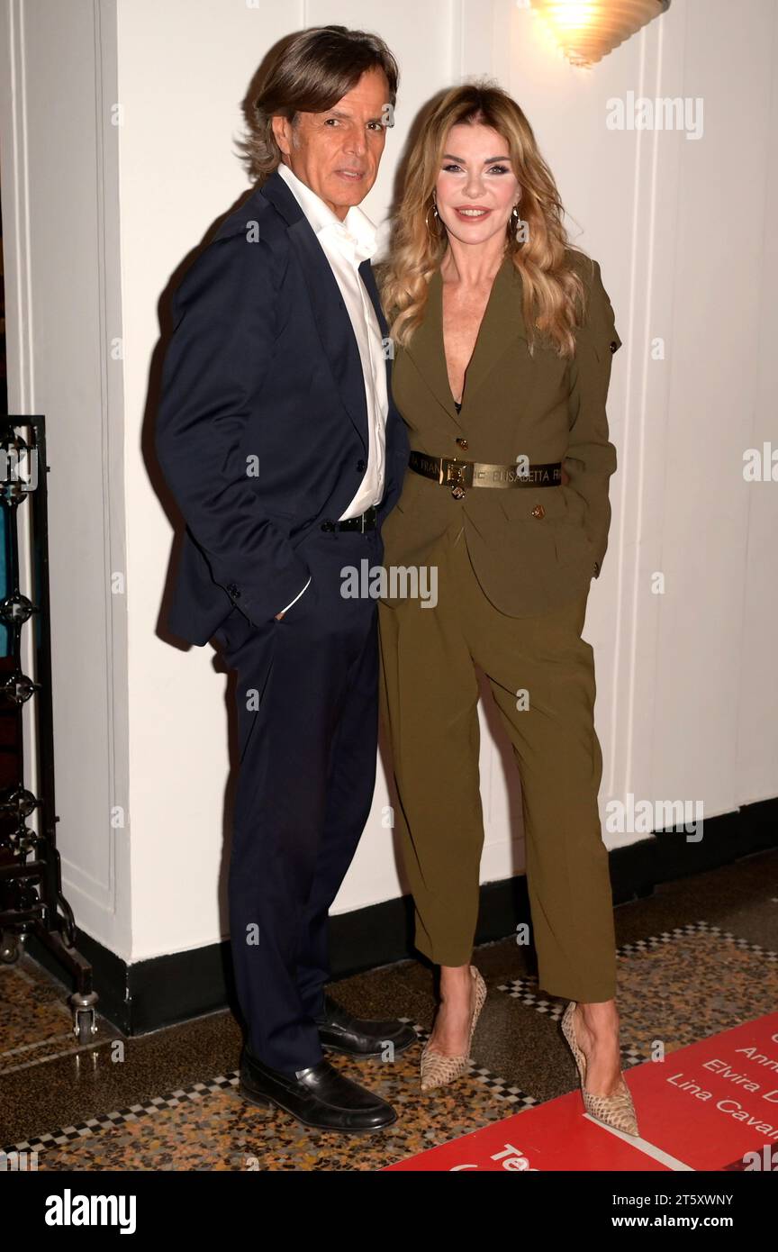 Fabio Adami and Alba Parietti attends at parterre of Angeloni Melloni ...