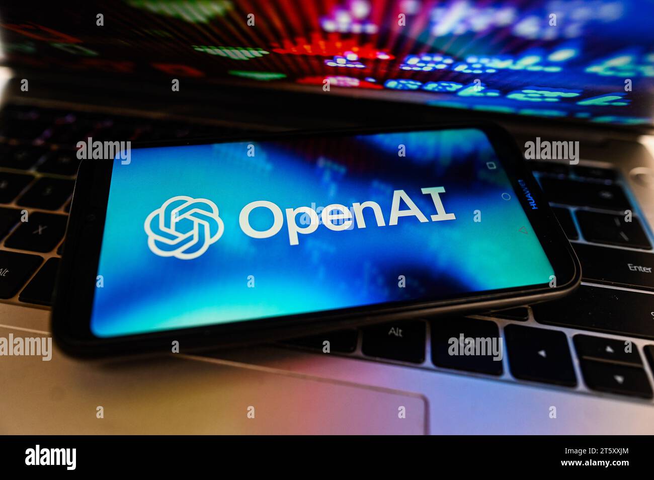 In this photo illustration, an OpenAI logo is displayed on a smartphone ...