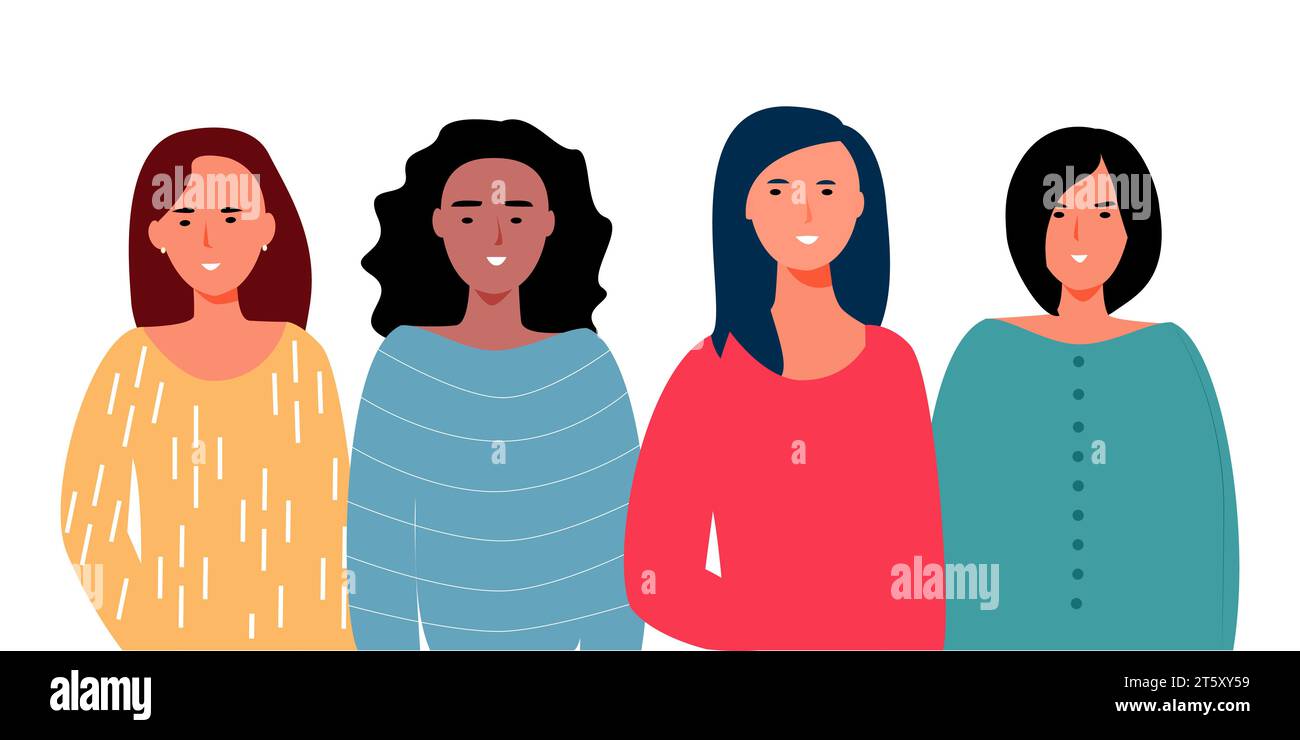 Women modern business poster in fashionable style. Flat vector ...