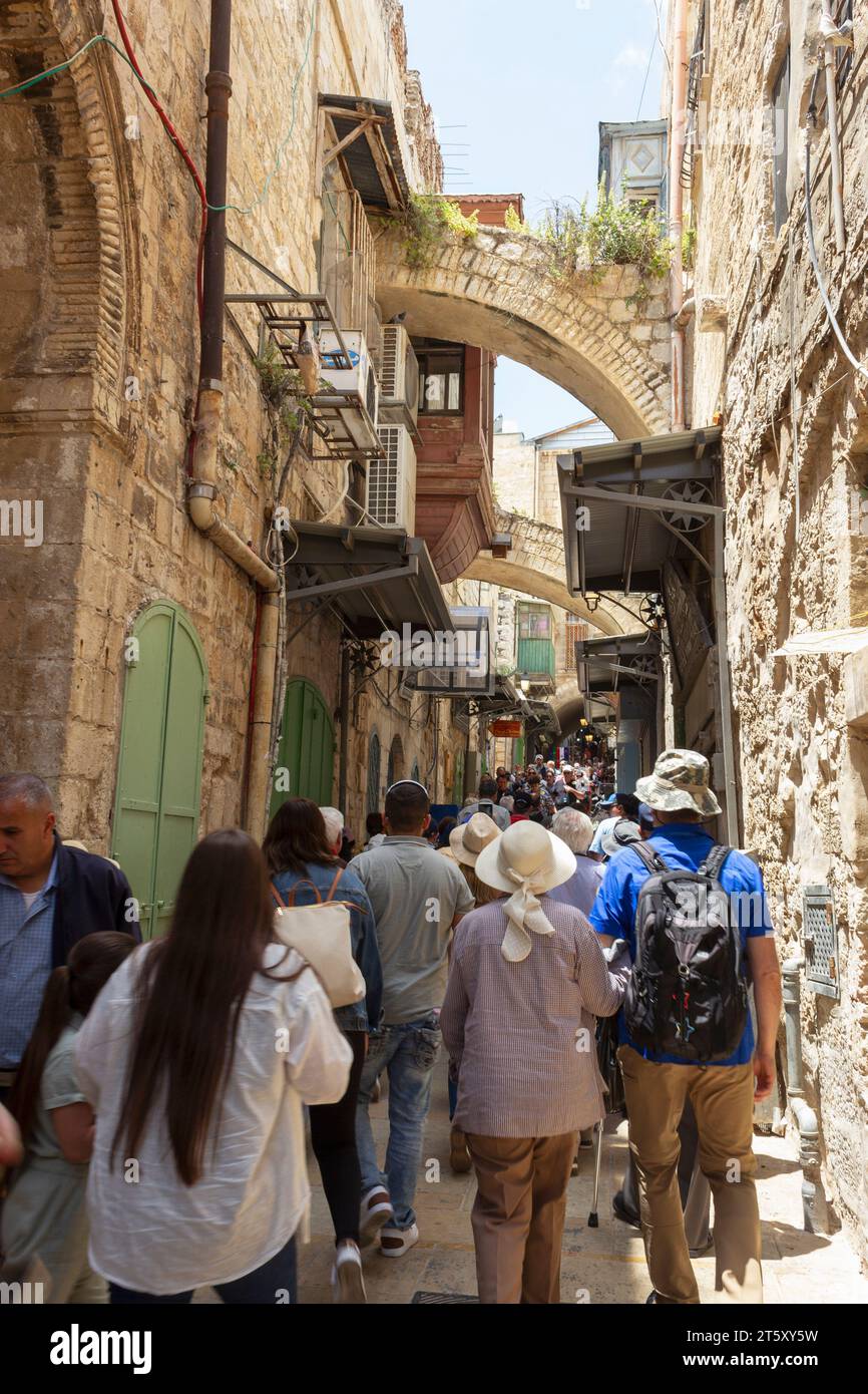 The Via Dolorosa, Old City of Jerusalem, Israel. Tourists. It ...