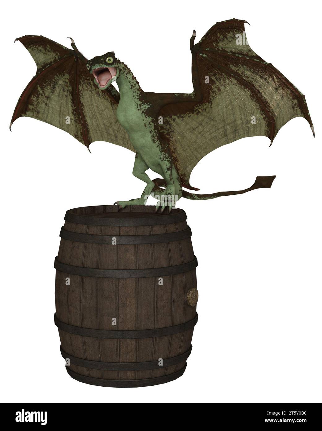 Young Green Dragon Landing on a Barrel Stock Photo - Alamy