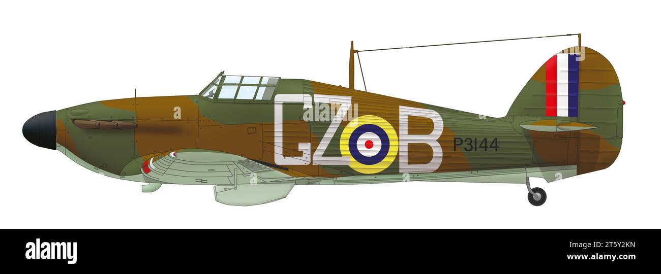Hawker Hurricane Mk I (P3144, GZ-B) of the 32nd Squadron RAF piloted by ...