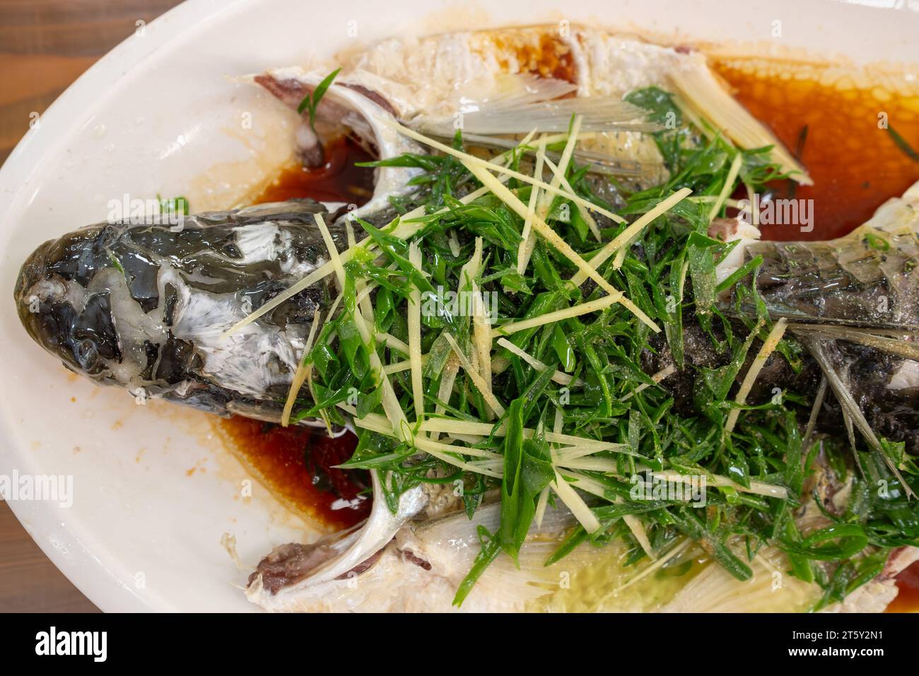 top view fresh steamed grass carp Stock Photo - Alamy