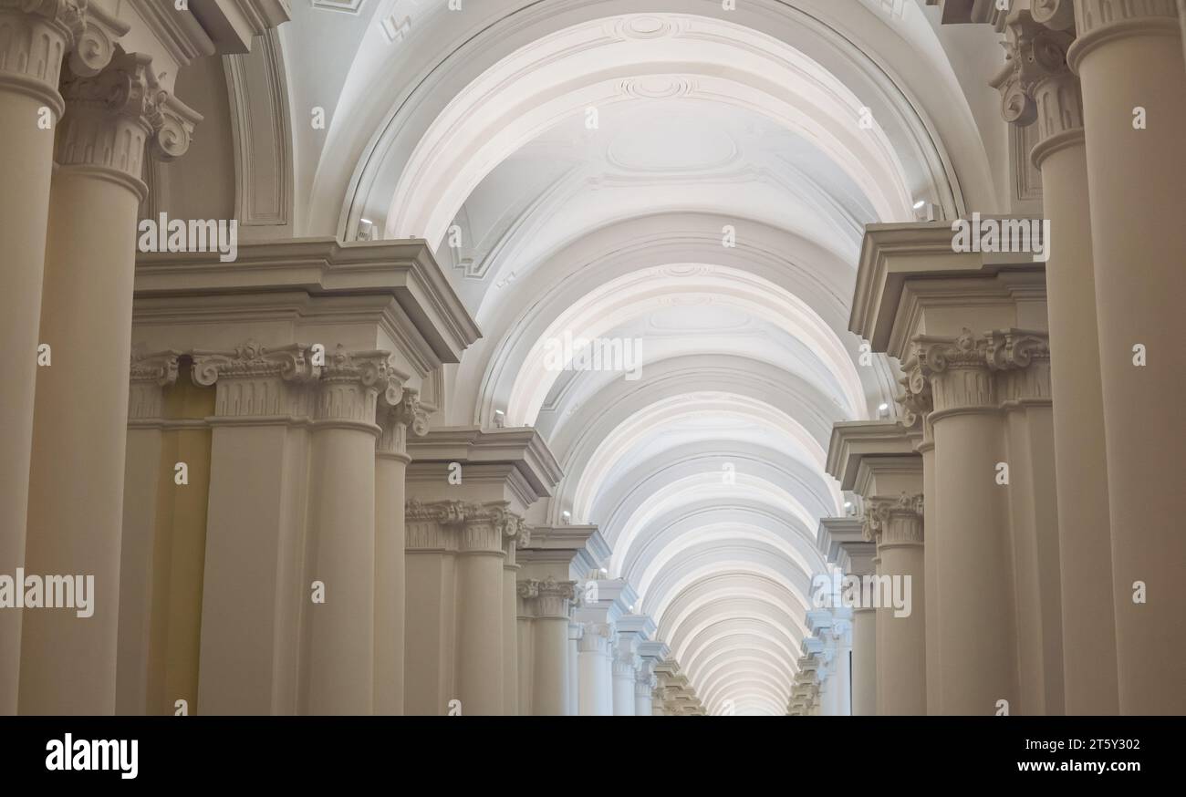 background: baroque interior, vaulted ceiling of a classical enfilade ...