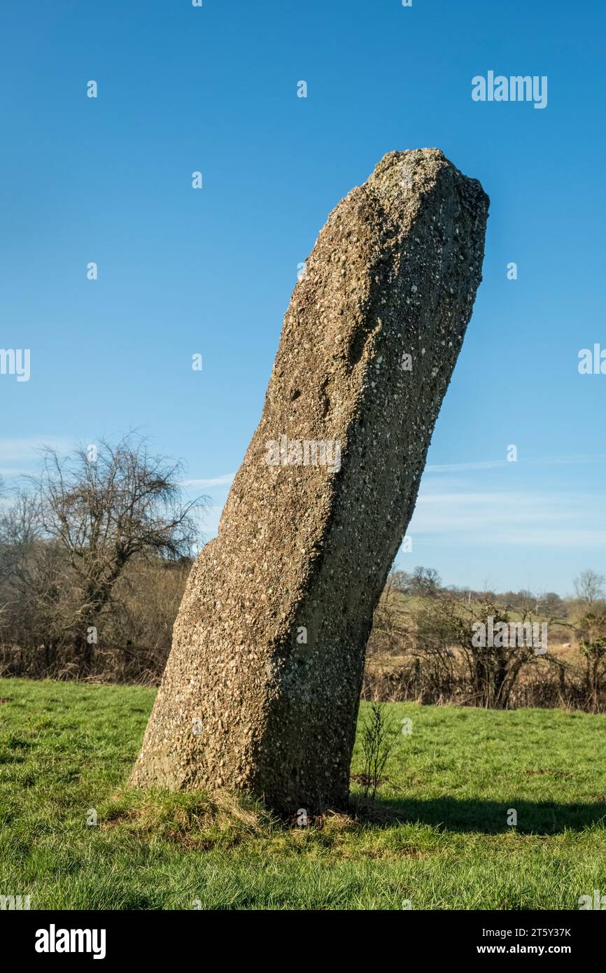 A menhir, one of Harold's Stones, an alignment of 3 early Bronze Age ...
