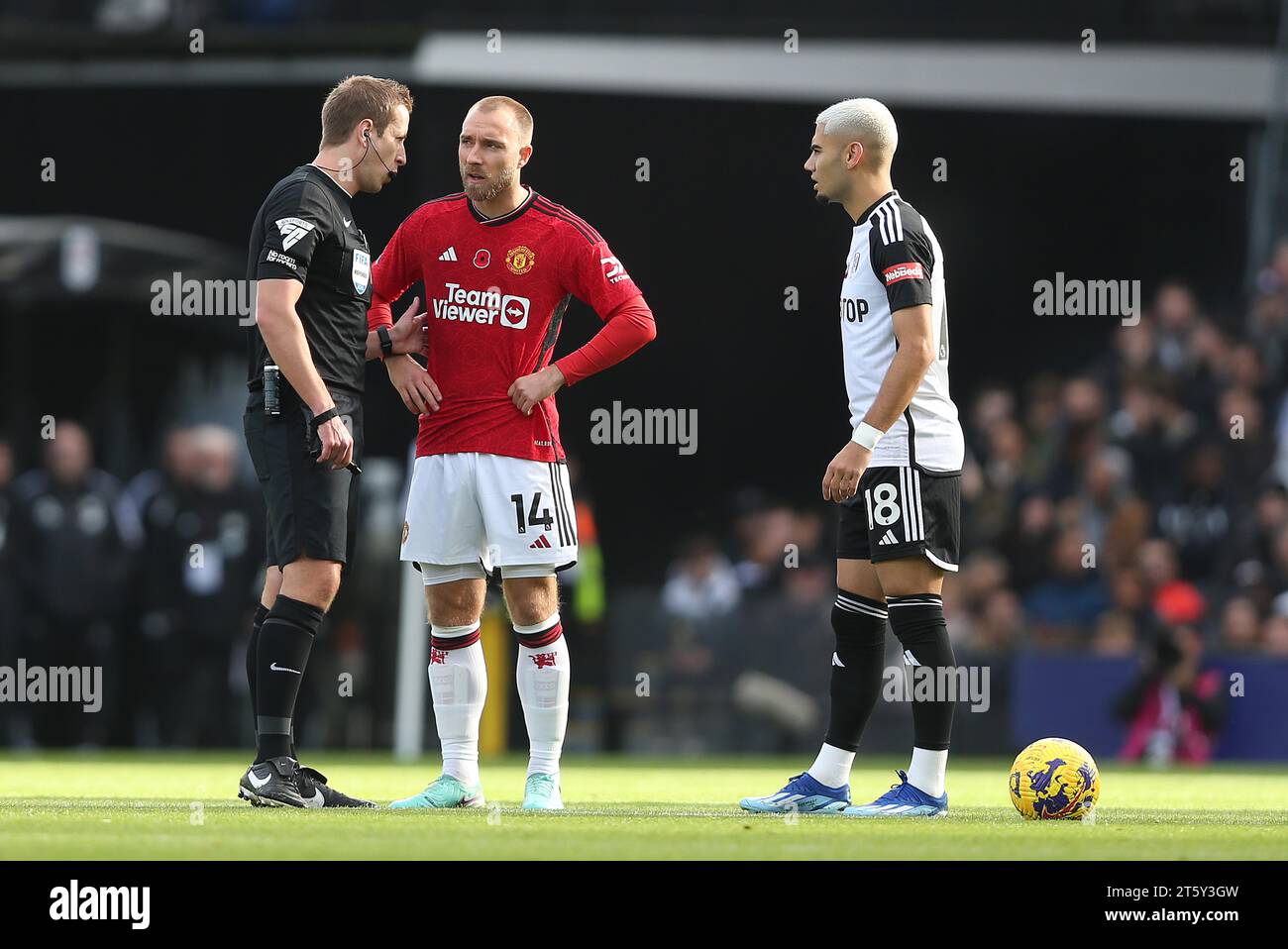 Andreas Pereira of Fulham & Christian Eriksen of Manchester United ...