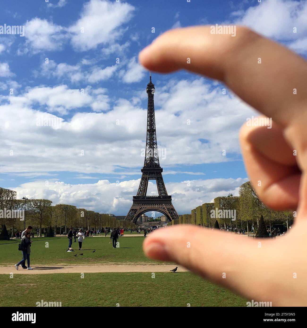Eiffel tower with fingers hi-res stock photography and images - Alamy
