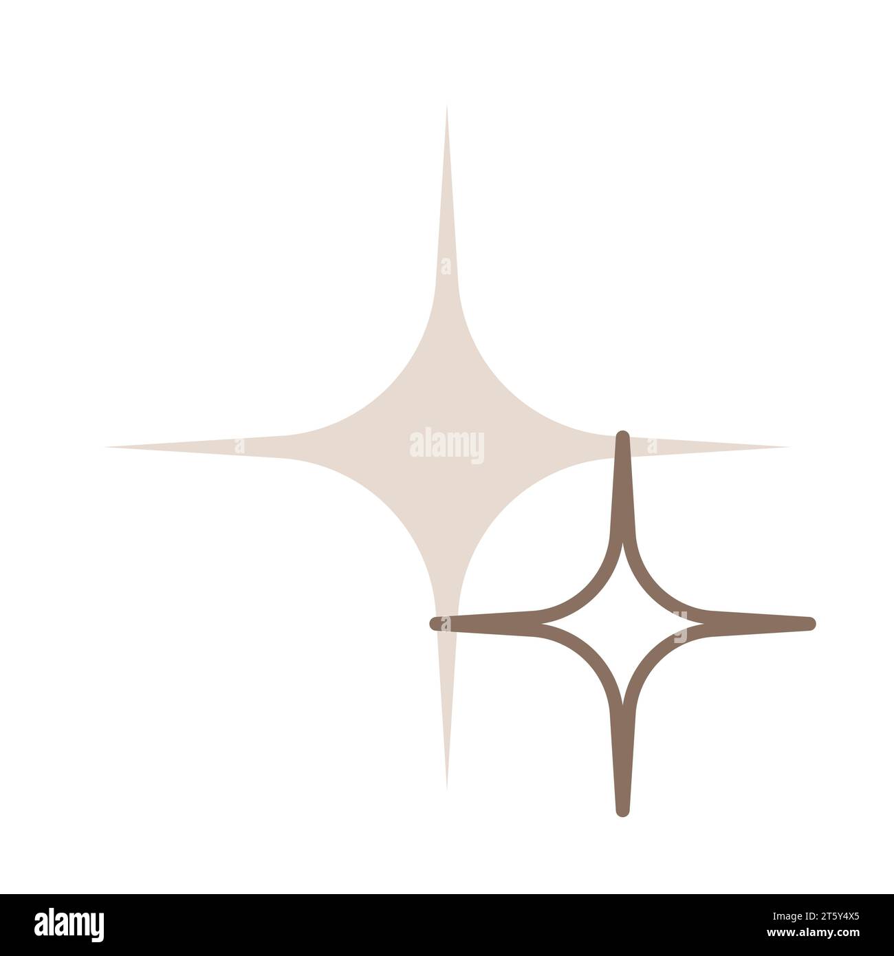 Simple Aesthetic Beige Winter Christmas shining magic star icon. Modern ...