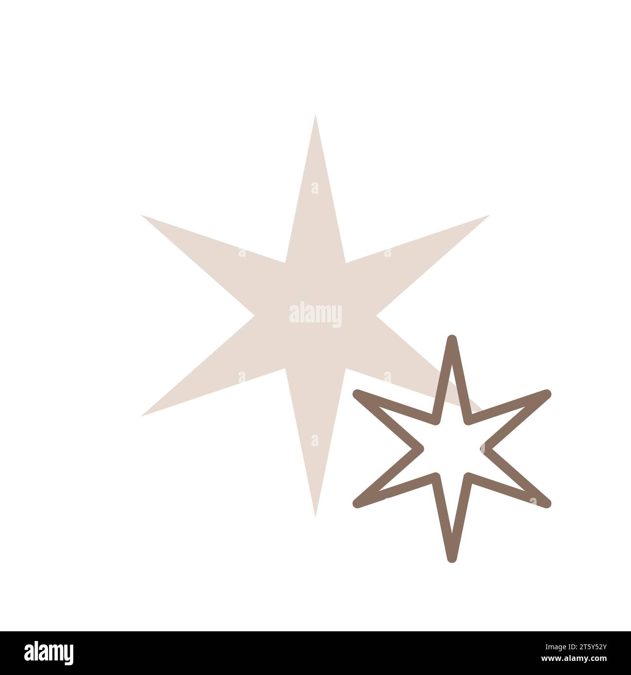 Simple Aesthetic Beige Winter Christmas shining magic star icon. Modern ...