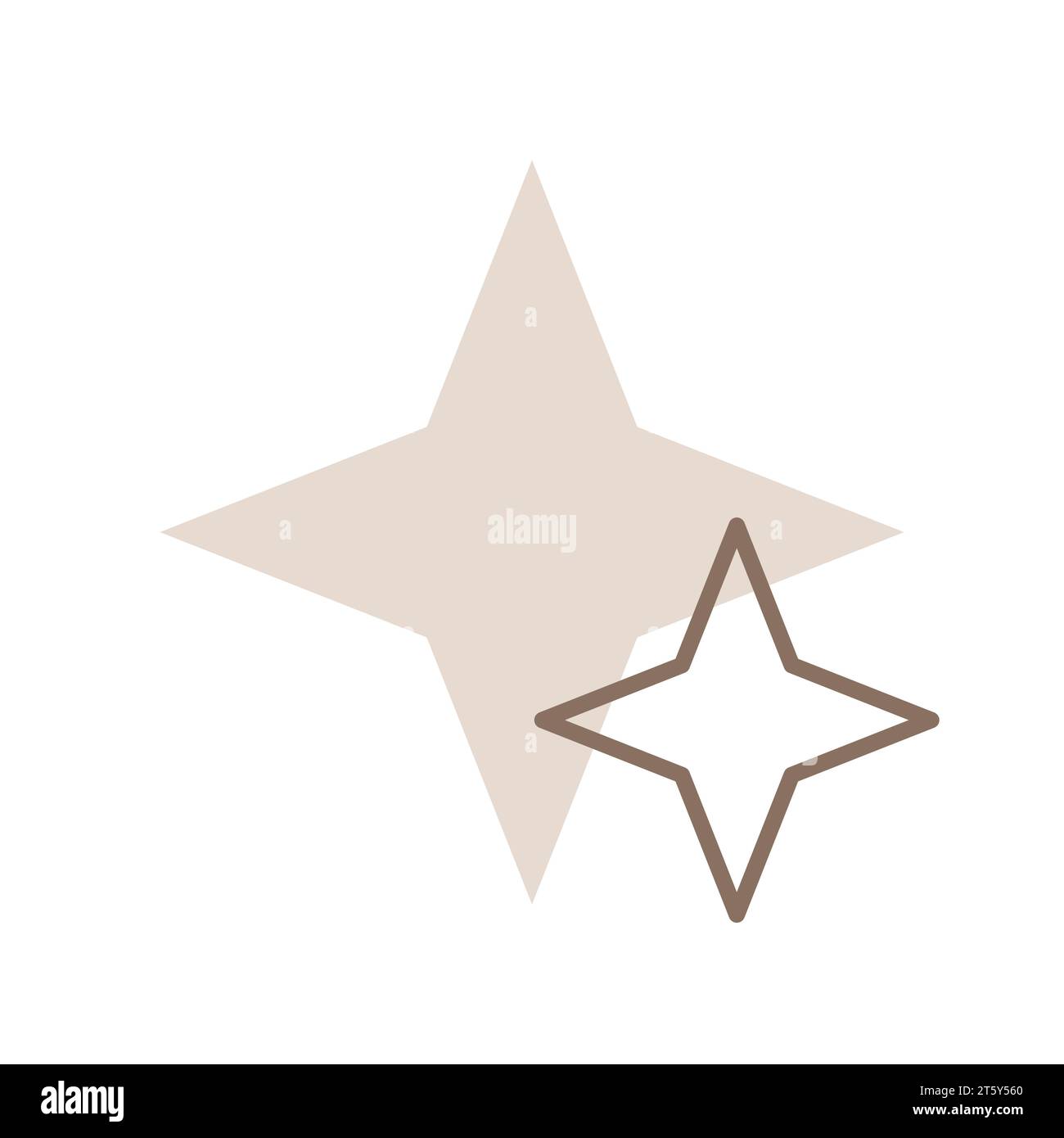 Simple Aesthetic Beige Winter Christmas shining magic star icon. Modern ...