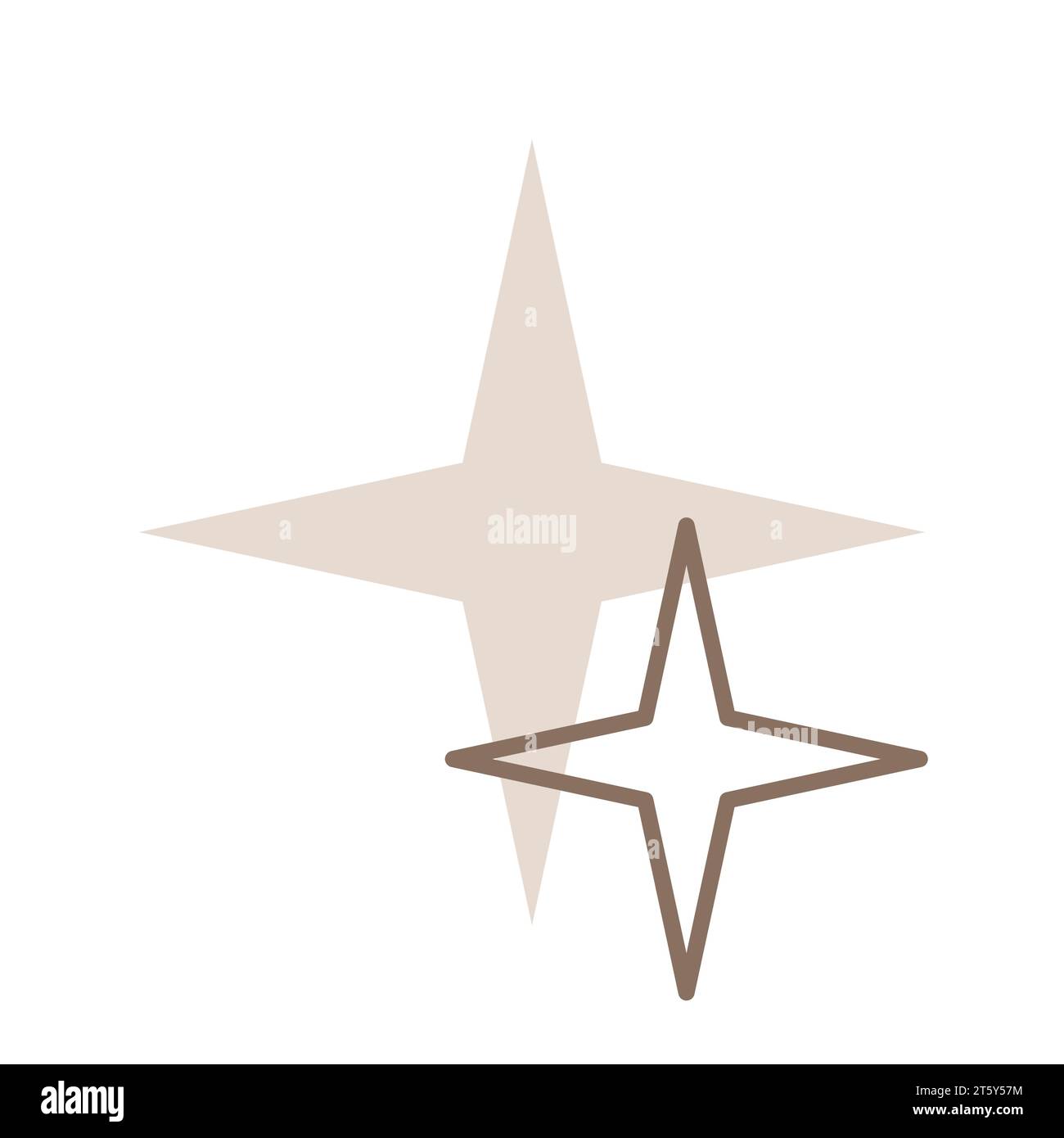 Simple Aesthetic Beige Winter Christmas shining magic star icon. Modern ...