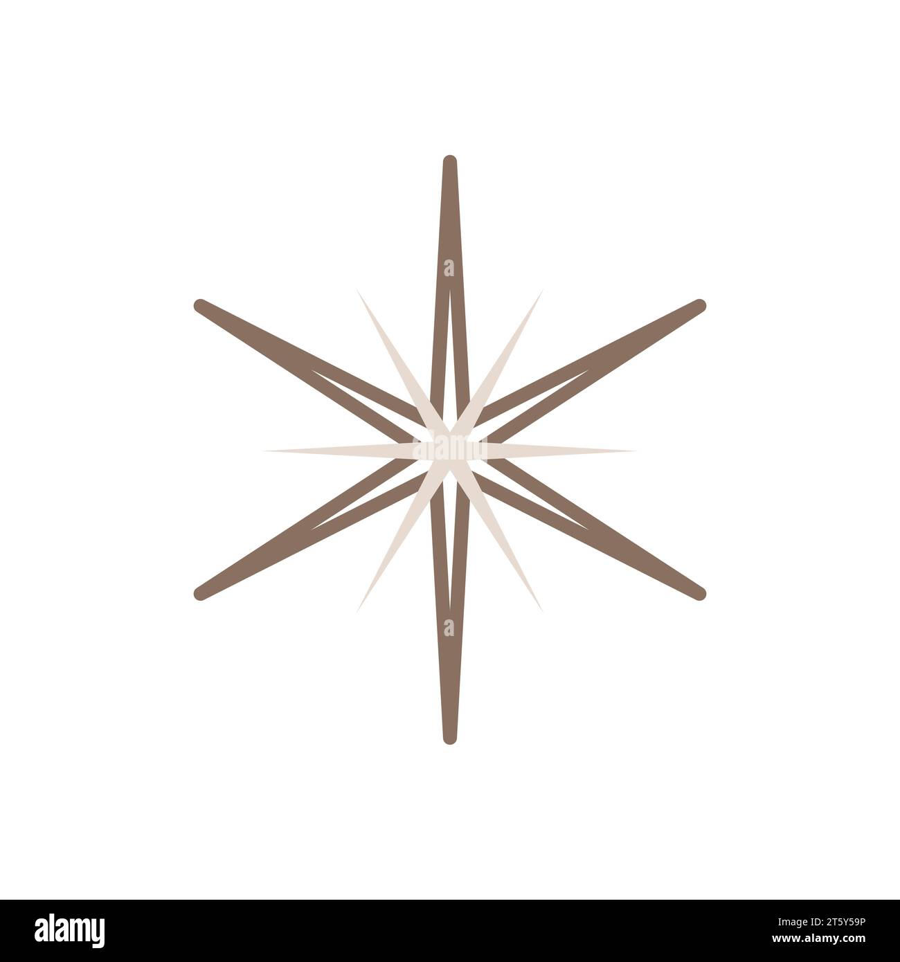 Simple Aesthetic Beige Winter Christmas shining magic star icon. Modern ...