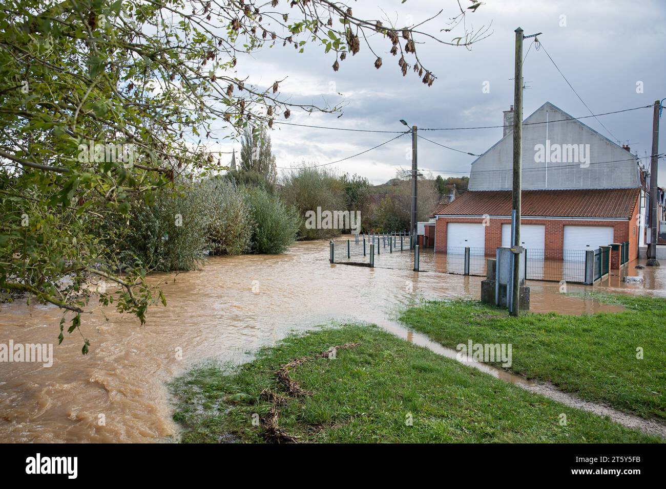 Pas-de-Calais, France. 7 November, 2023. Exceptional floods in Pas-de ...