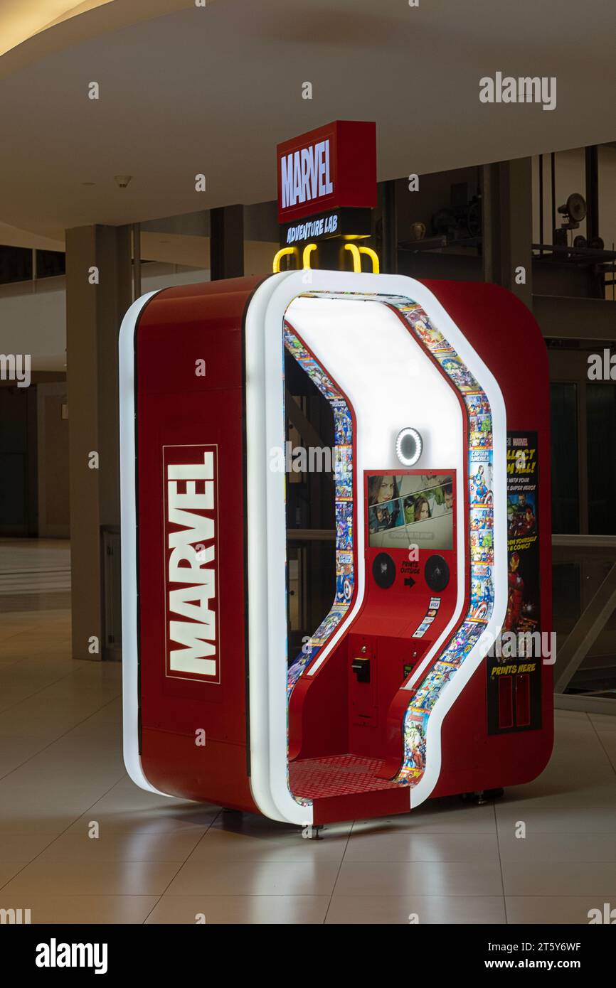 A Marvel Adventure photo booth which allows one to take a photo and be ...