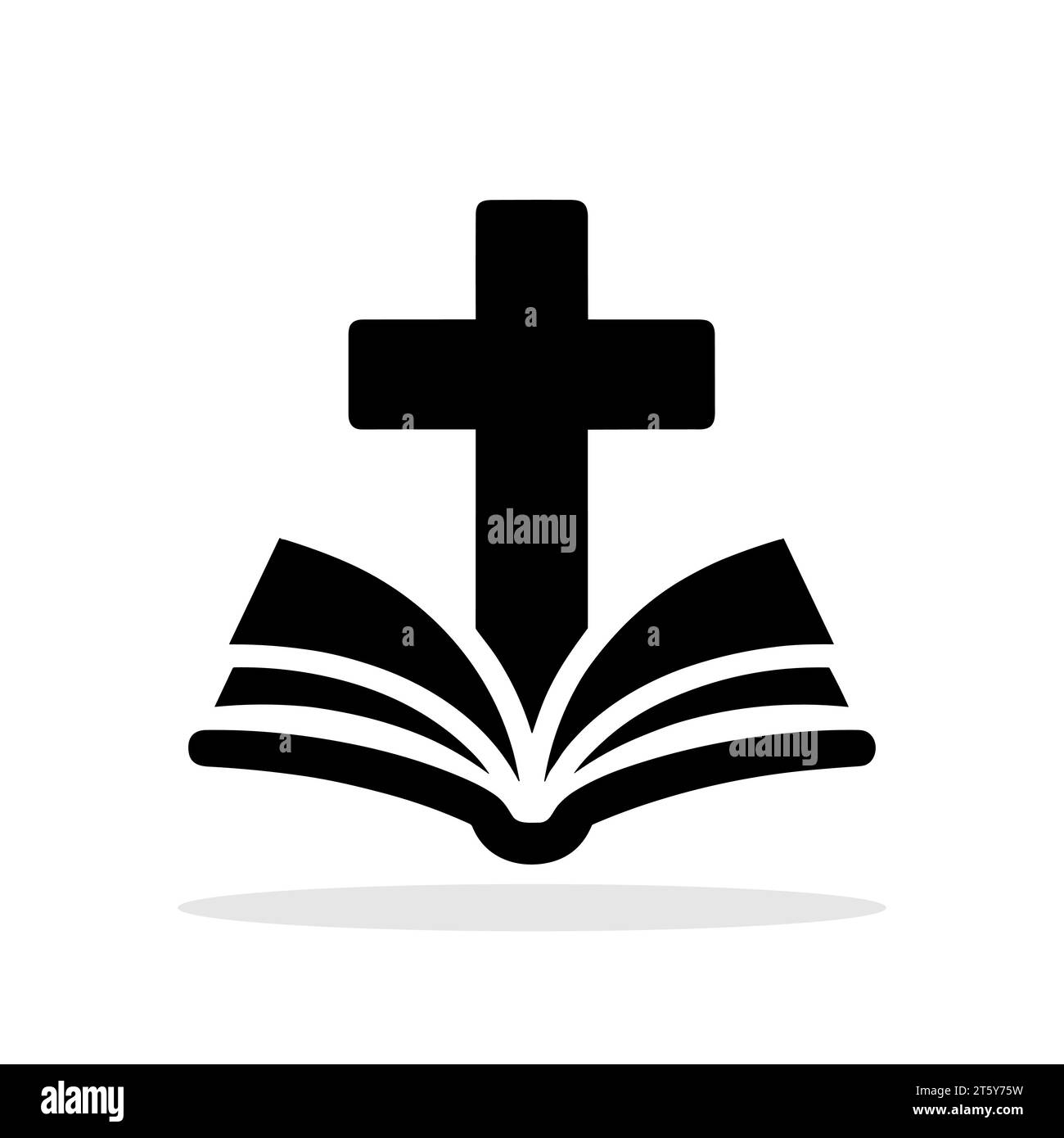 Bible with Christian cross icon. Black religious symbol. Christian ...