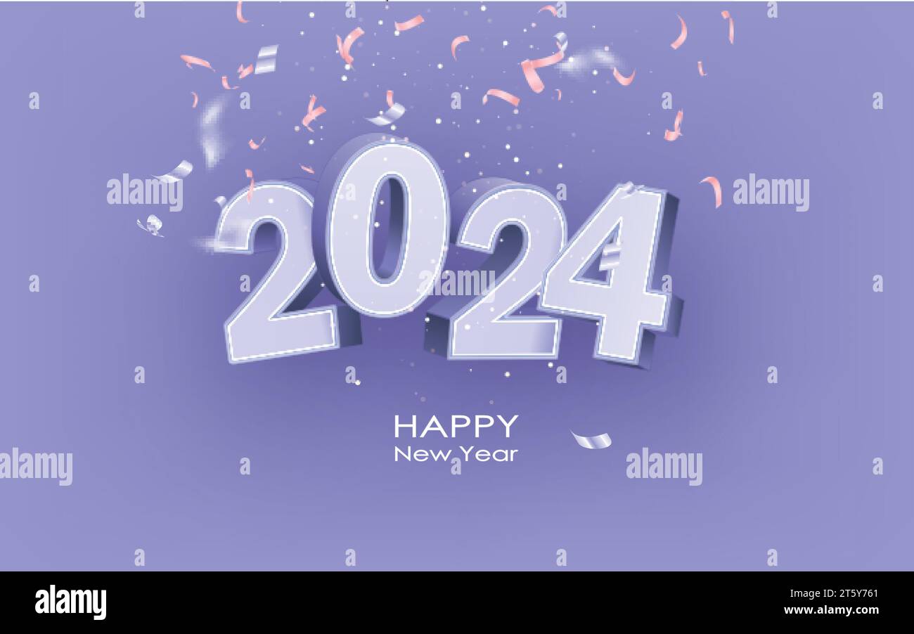 Happy new year 2024 square banner template with 3D hanging number ...