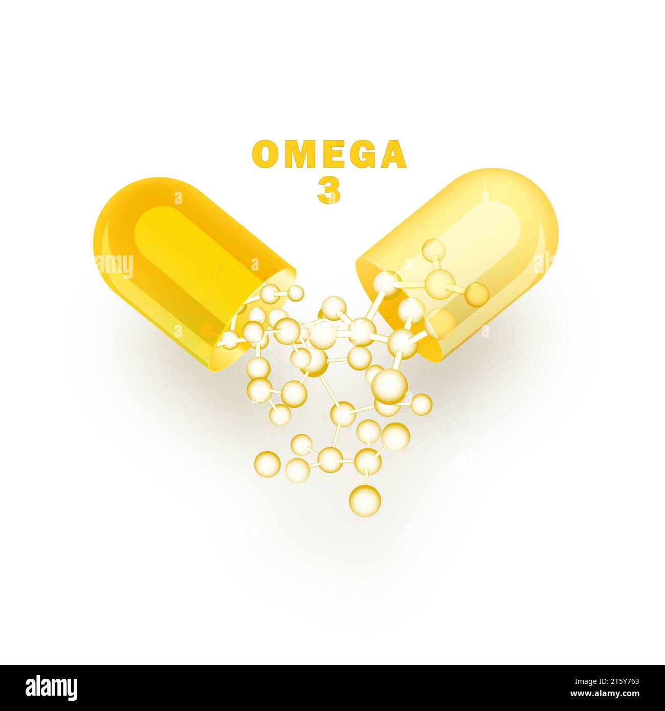 Fish oil ads template, omega-3 softgel isolated on chrome yellow ...