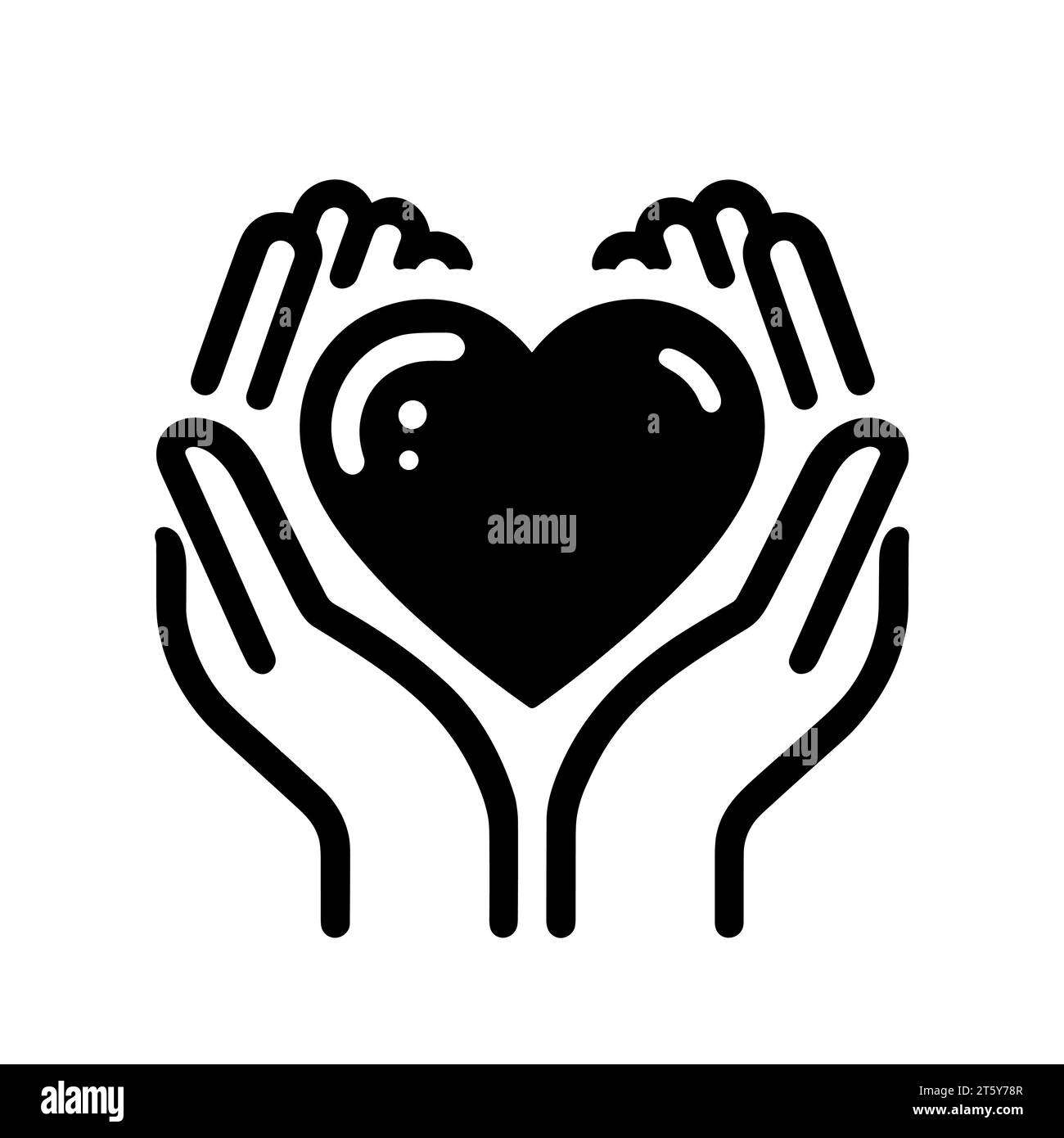 Heart in hands icon. Hands holding a heart. Symbol of love and care ...