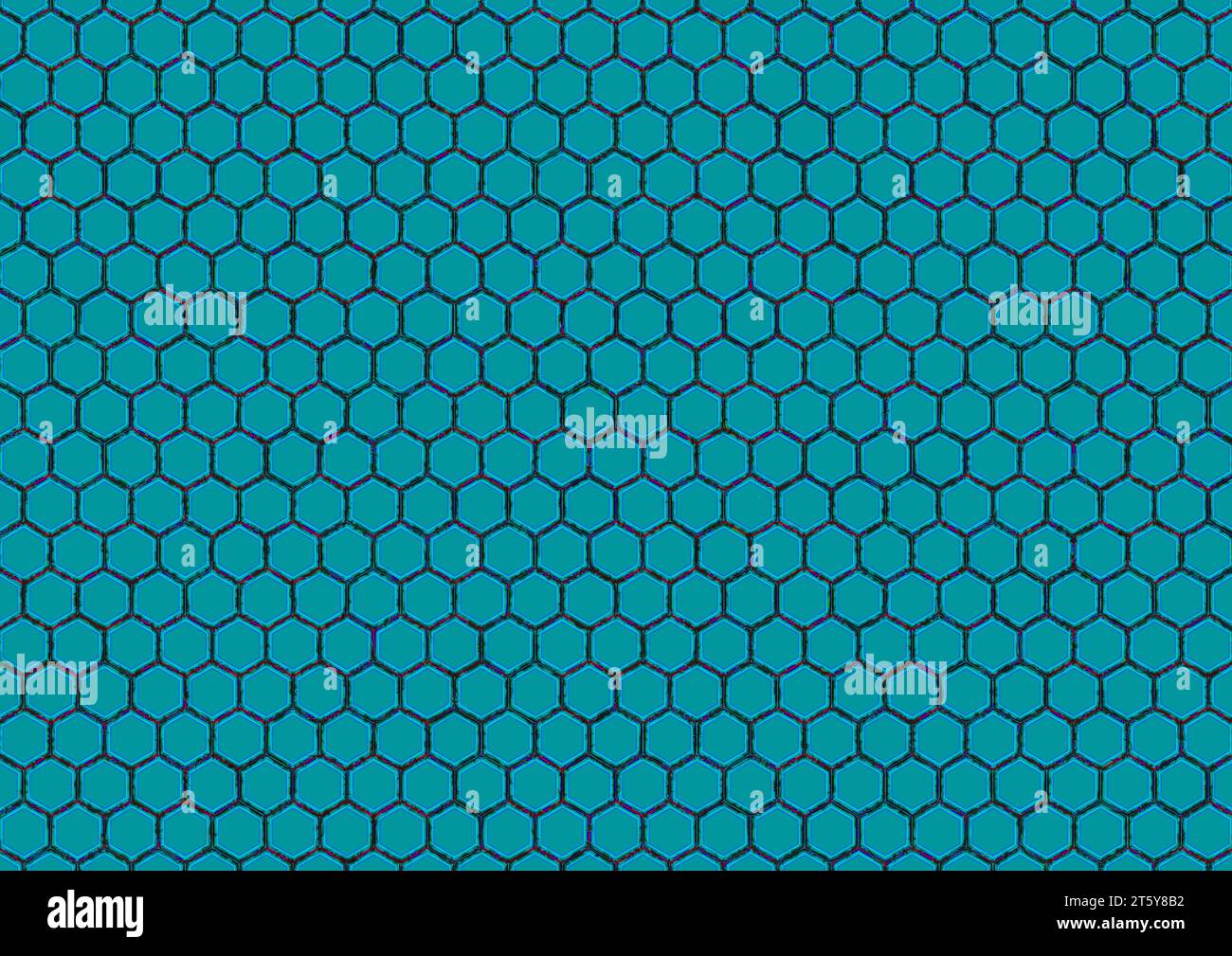 Image with hexagonal green background. Cell border with rounded wire ...