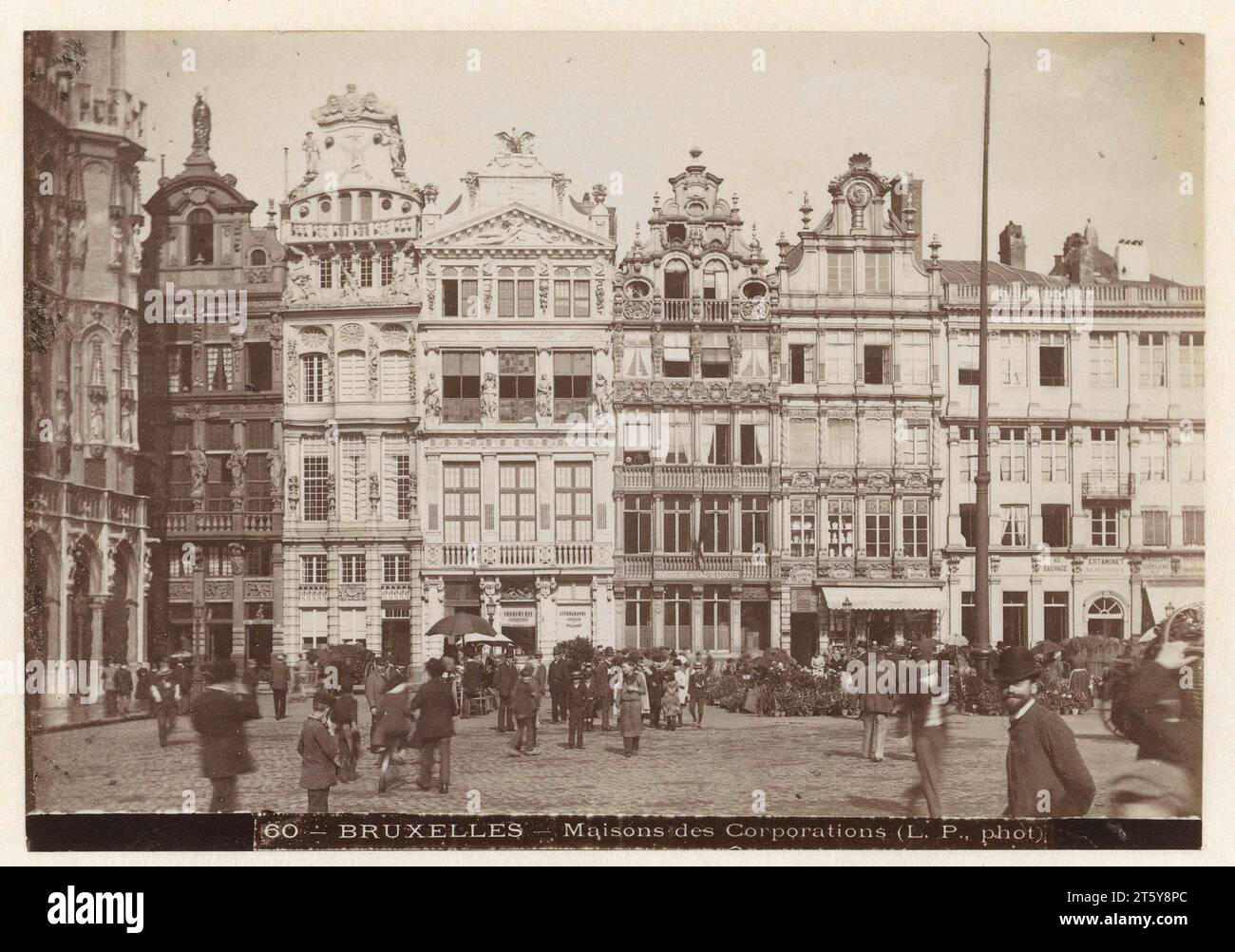 Grand Place in Brussels, Louis Antoine Pamard, 1870 - 1890 Stock Photo ...
