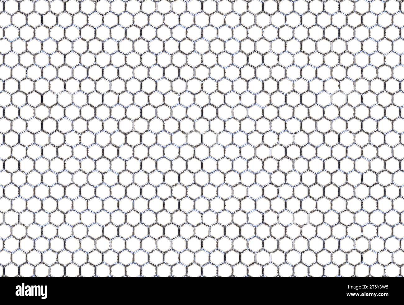 Image with hexagonal white background. Cell border with gray scale ...