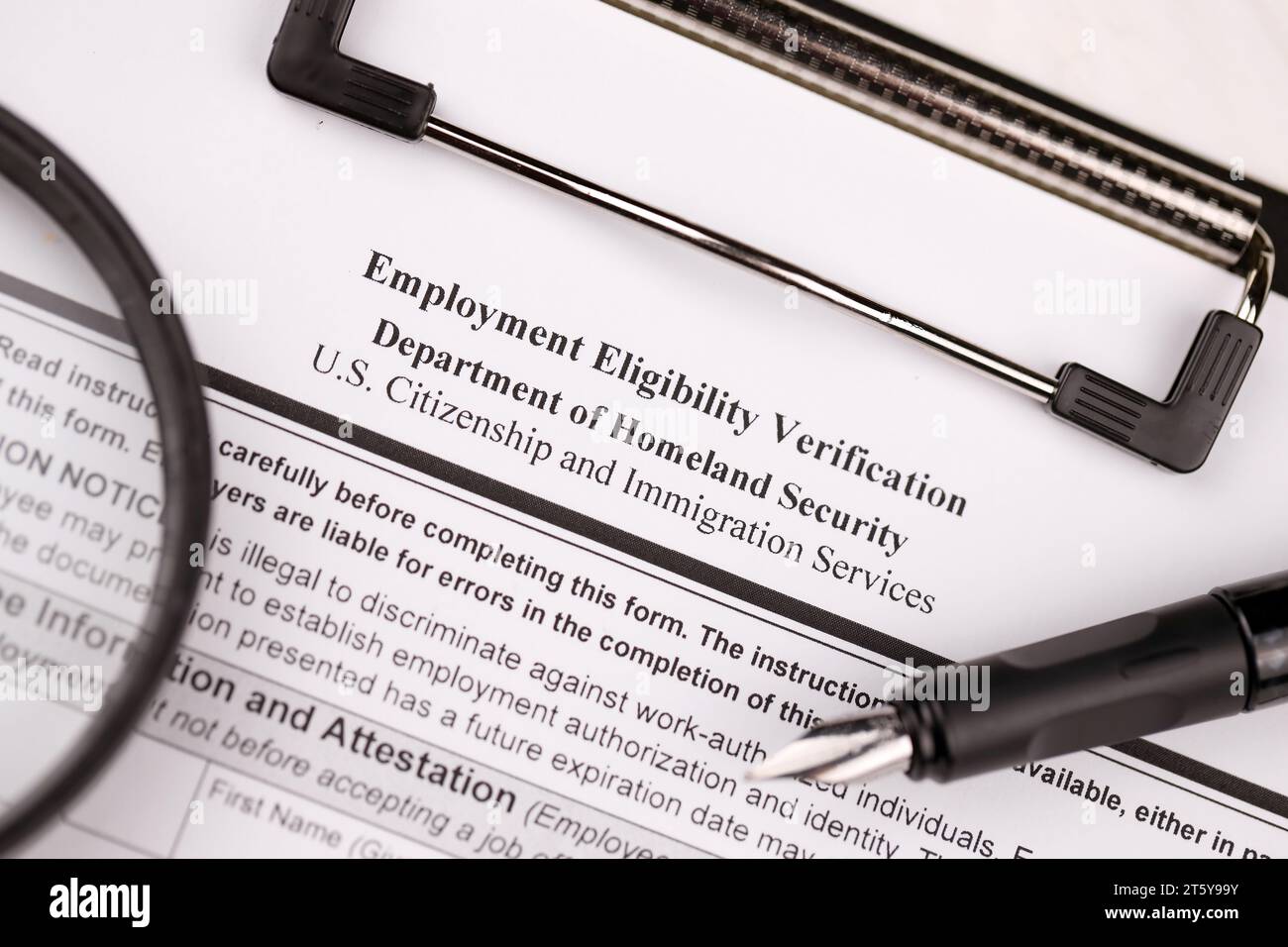 I-9 Employment Eligibility Verification blank form on A4 tablet lies on ...