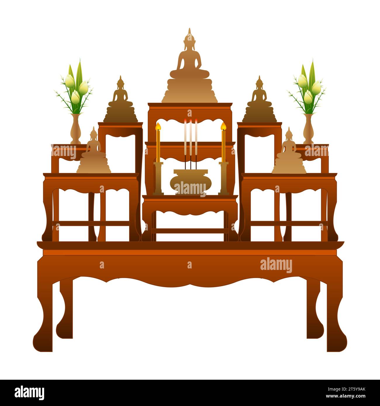 set of altar table with vector illustration on white background design ...
